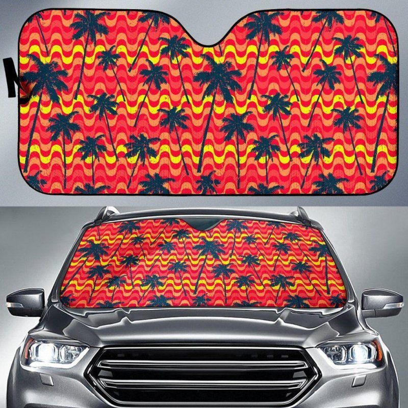 Trippy Palm Tree Car Auto Sun Shade